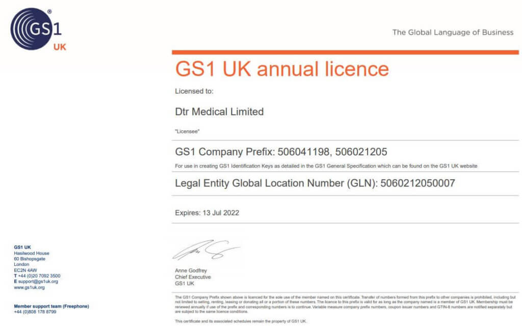 GS1-Certificate - DTR Medical DTR Medical