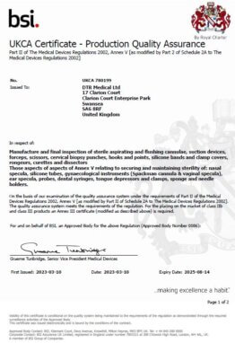 UKCA Certificate - DTR Medical DTR Medical